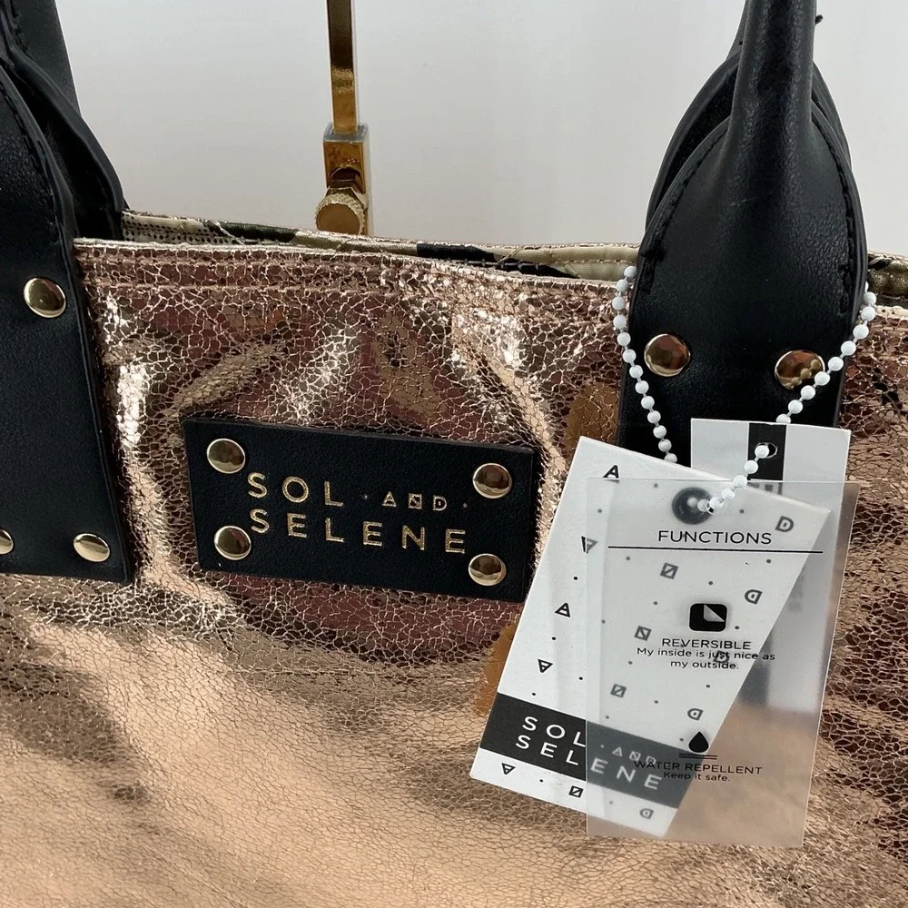 Sol And Selene | Bags | Sol And Selene Reversible Tote Bag Rose Gold ...